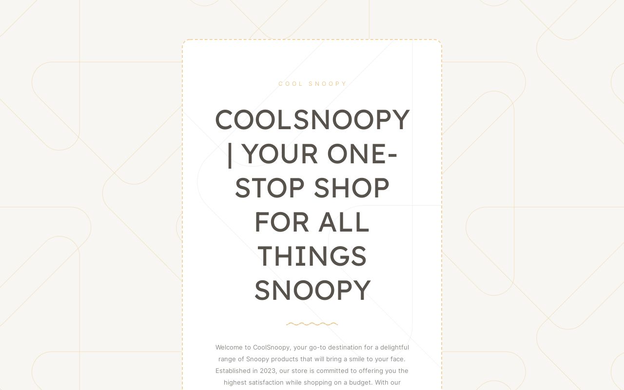 COOLSNOOPY | YOUR ONE-STOP SHOP FOR ALL THINGS SNOOPY
